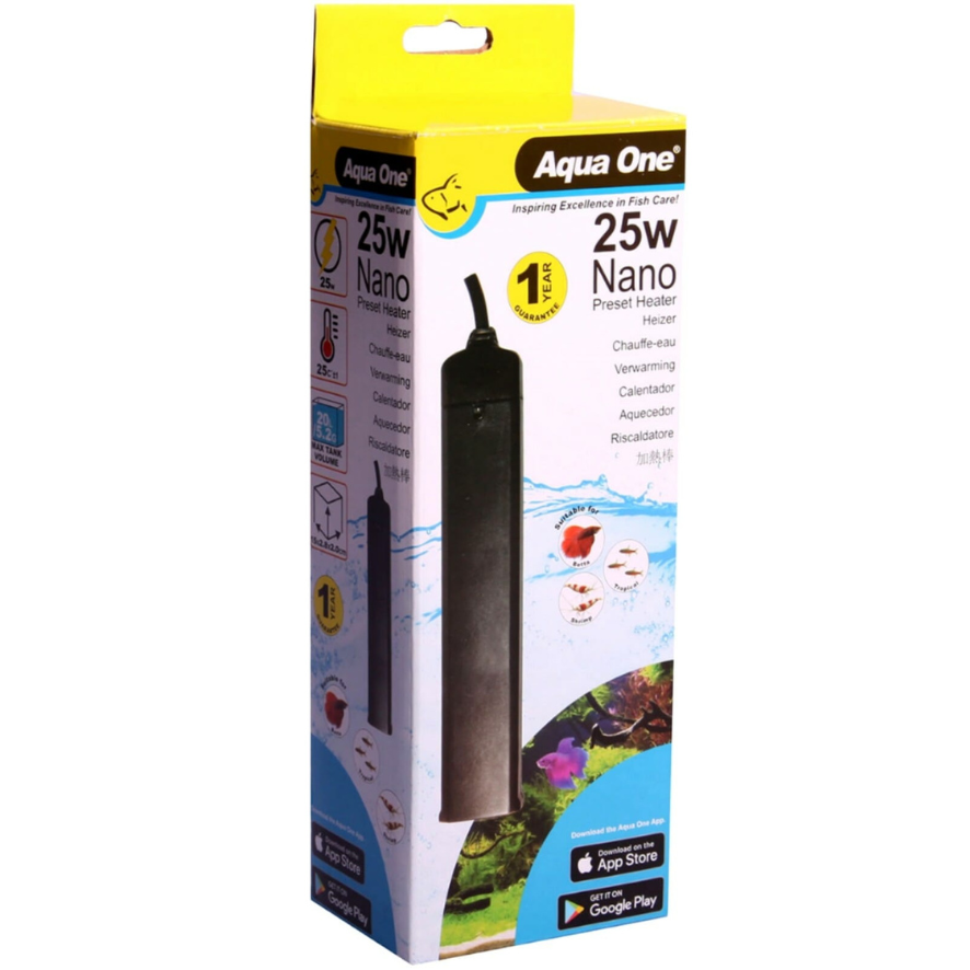 Aqua One Nano Plastic Preset Heater 25W (15045) – Marine Plus Aquariums